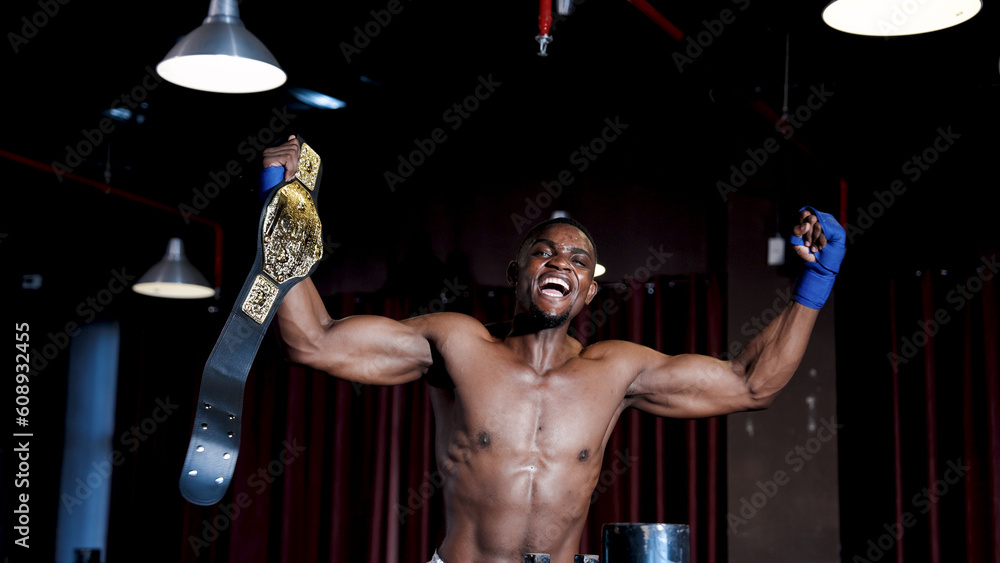 The African boxing bird is shirtless, showing strong muscles. Showing ...