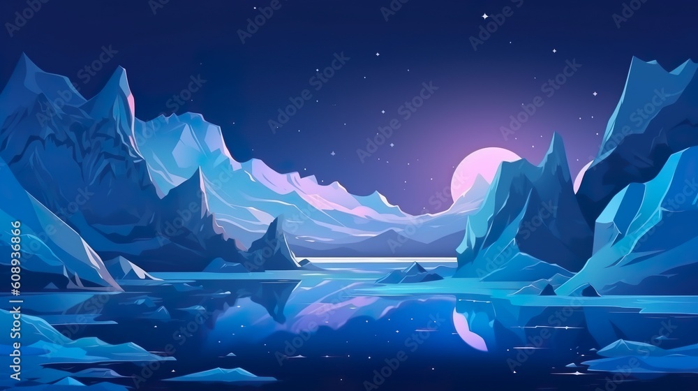 Abstract background night glaciers. A visually mesmerizing banner ...