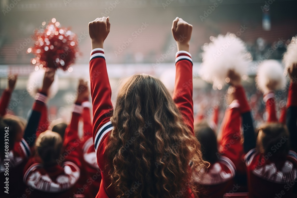 Cheerleaders cheering game. Generate Ai Stock Illustration | Adobe Stock