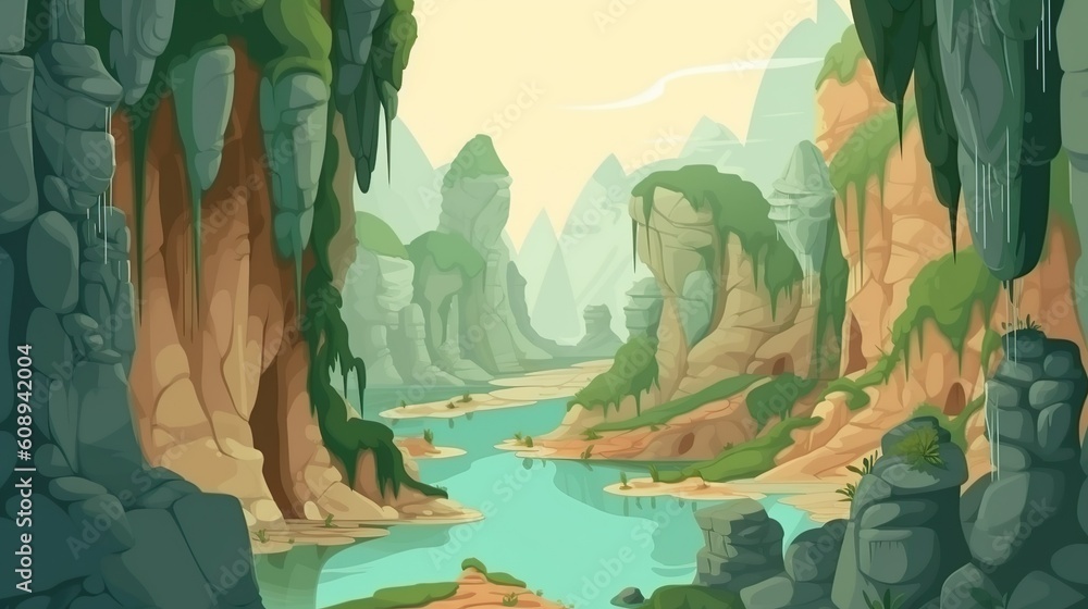 Abstract background green canyon. illustration set against an abstract ...