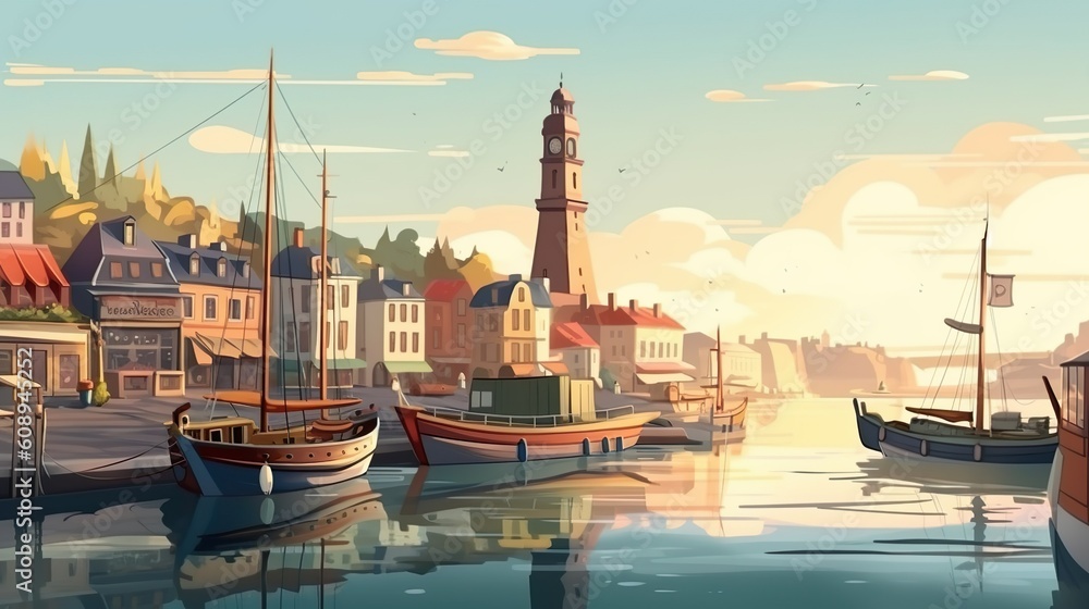 Background quiet harbor. An image of the tranquility of a quiet harbor ...