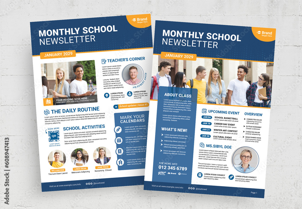 High School College University Education Newsletter Bulletin Layout ...
