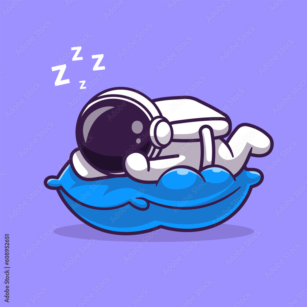 Cute Astronaut Sleeping On Pillow Cartoon Vector Icon Illustration ...