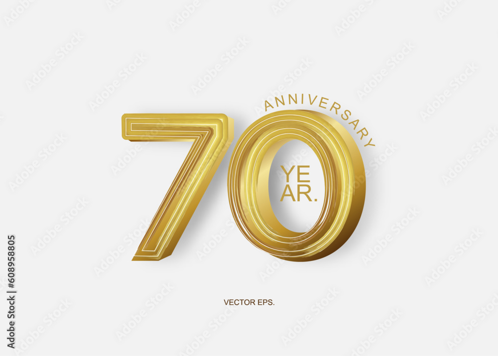 Vetor de 70th Anniversary celebration. Golden numbers, Vector festive ...