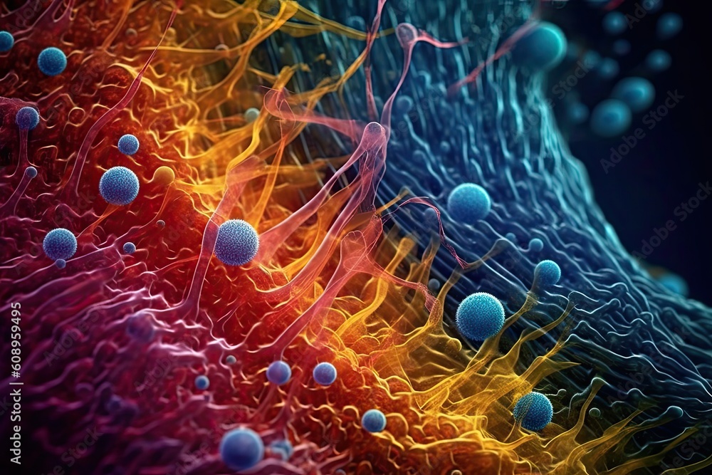 Digestive system, microbiome photography under microscope Generative AI ...