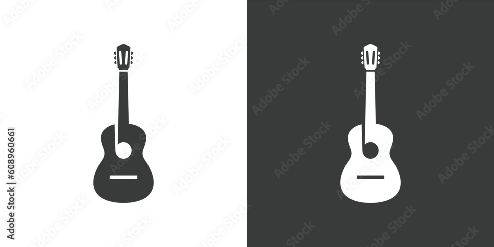Classic guitar flat web icon. Guitar logo design. String instrument ...