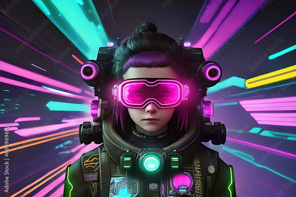 a woman in a futuristic space suit and goggles, portrait of apex ...