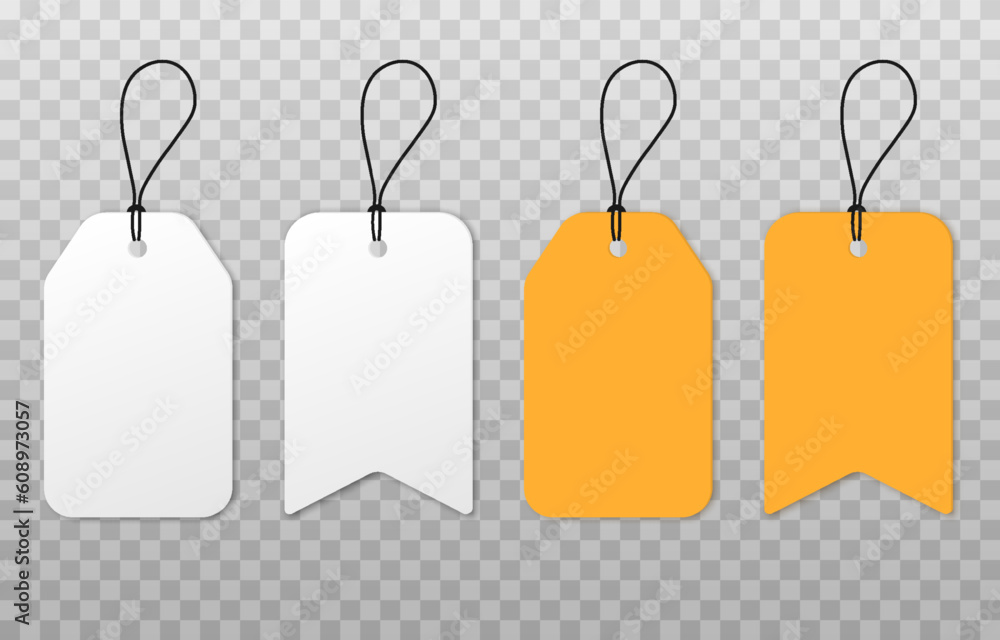 Vector empty price tags. White and yellow price tags png. Template of ...