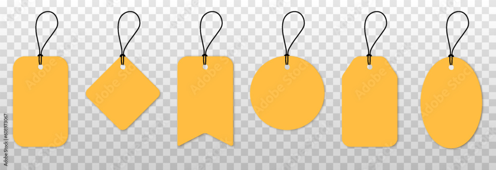 Vector empty price tags. Yellow price tags png. Template of price tags ...