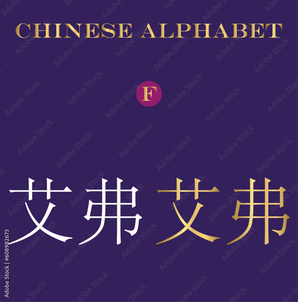 Chinese Alphabet letter F, Golden letter F in chinese language,chinese ...