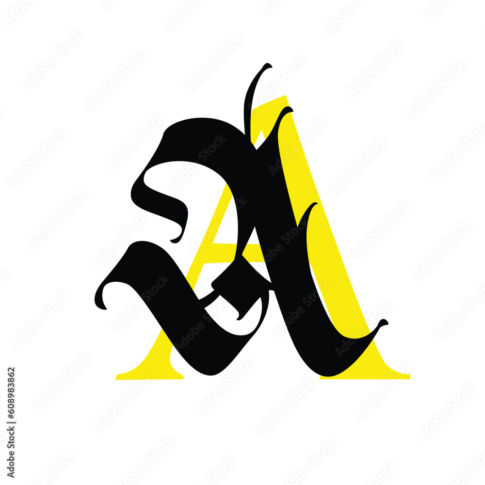Letter a, in the Gothic style. Vector. Alphabet. The symbol is isolated ...