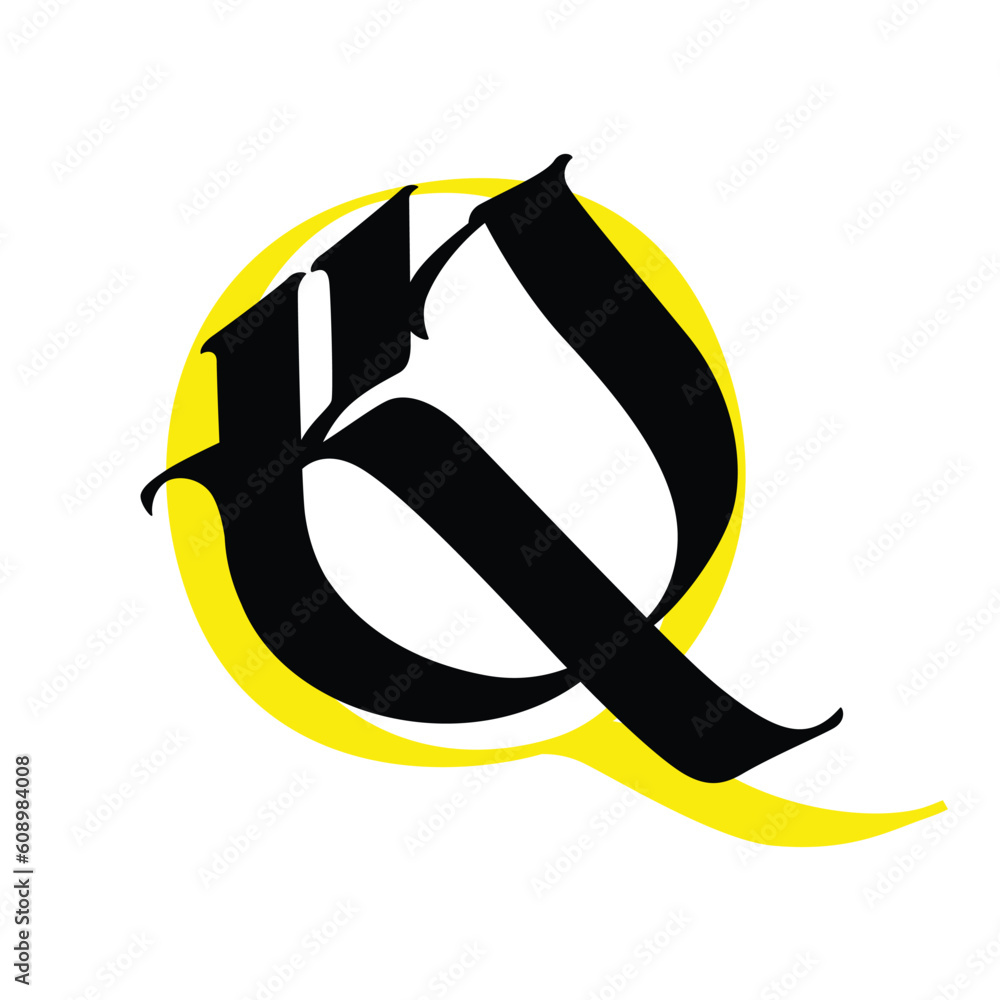 Letter q, in the Gothic style. Vector. Alphabet. The symbol is isolated ...