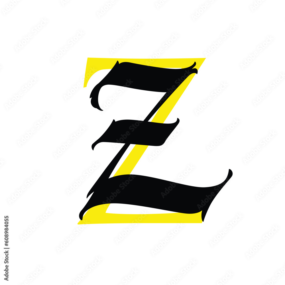Letter z, in the Gothic style. Vector. Alphabet. The symbol is isolated ...