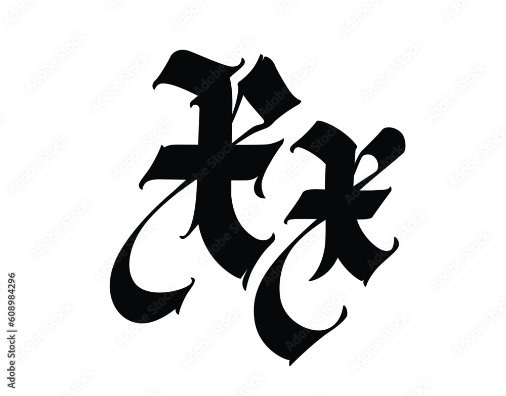 Letter x, in the Gothic style. Vector. Alphabet. The symbol is isolated ...