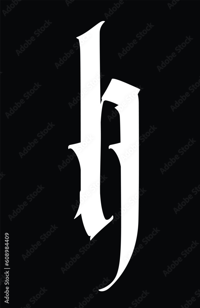 Letter h, in the Gothic style. Vector. Alphabet. The symbol is isolated ...