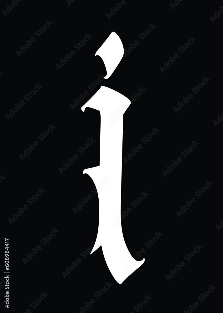 Letter i, in the Gothic style. Vector. Alphabet. The symbol is isolated ...