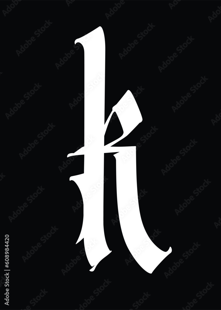 Letter k, in the Gothic style. Vector. Alphabet. The symbol is isolated ...