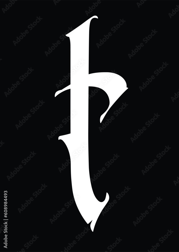 Letter t, in the Gothic style. Vector. Alphabet. The symbol is isolated ...