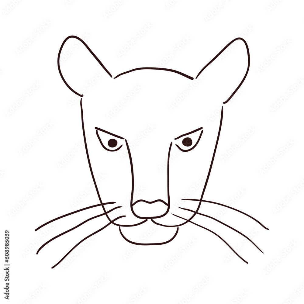 Cute panther face, portrait hand drawn cartoon character illustration ...