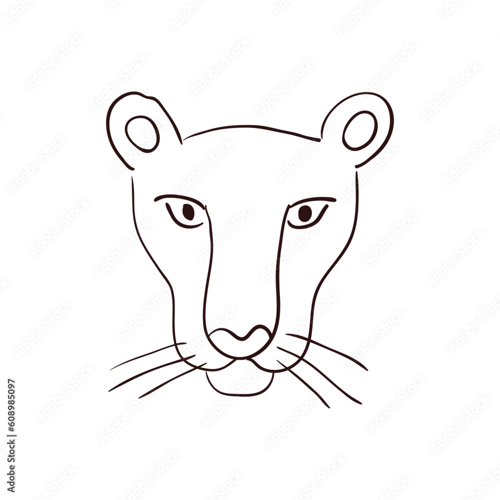 Cute lioness face, portrait hand drawn cartoon character illustration ...