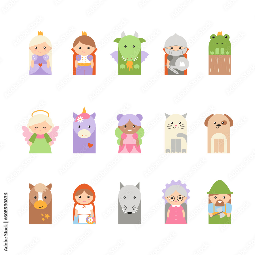 Finger puppets fairy tales characters for paper cut kids activities ...