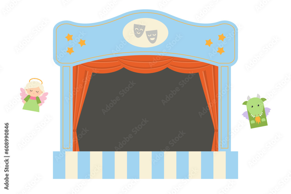 Children's puppet theater on a white background. Vector illustration of ...