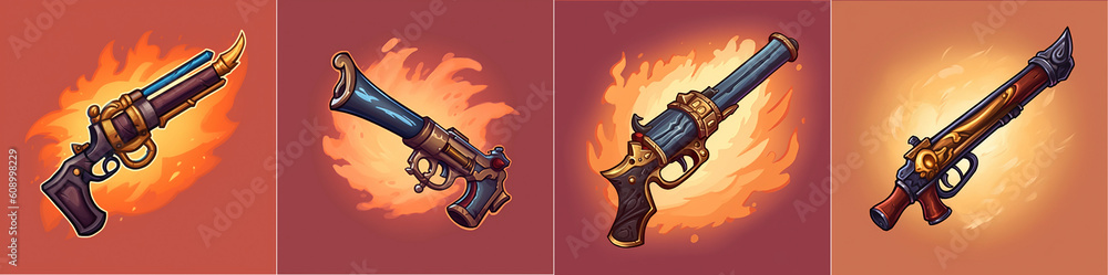 Original 2d cartoon icon design reflect musket shooting skill or ...