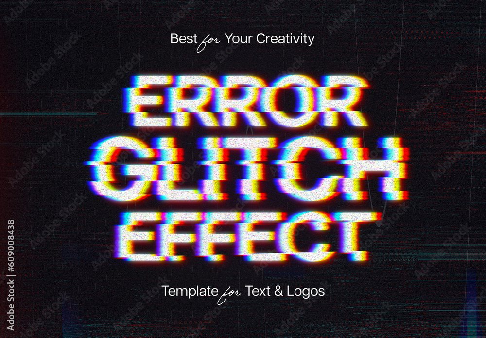 Creepy Glitch Text Effect Mockup Stock Template | Adobe Stock