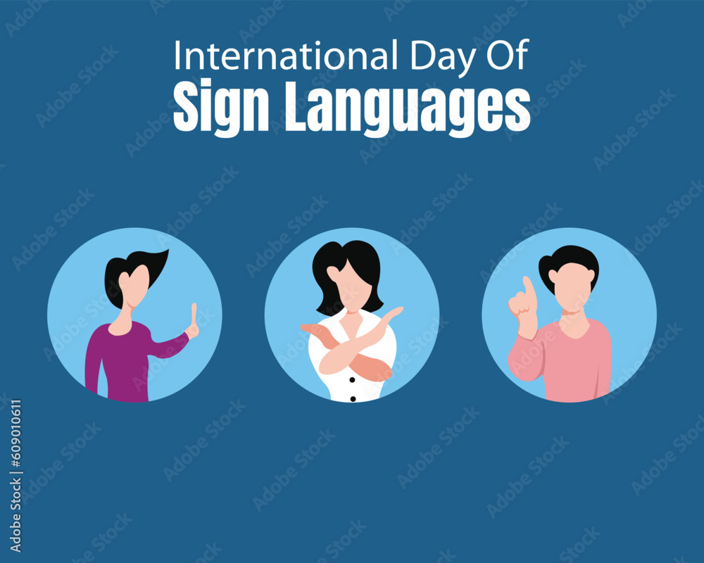 illustration vector graphic of three people doing sign language ...
