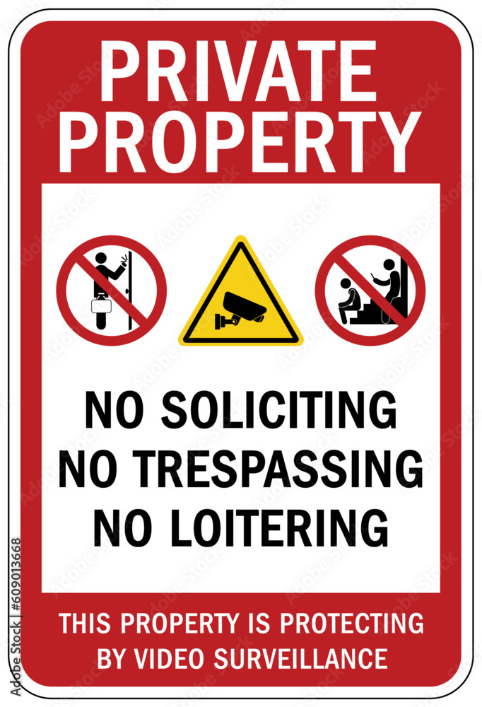 No soliciting warning sign and labels no soliciting no trespassing no ...
