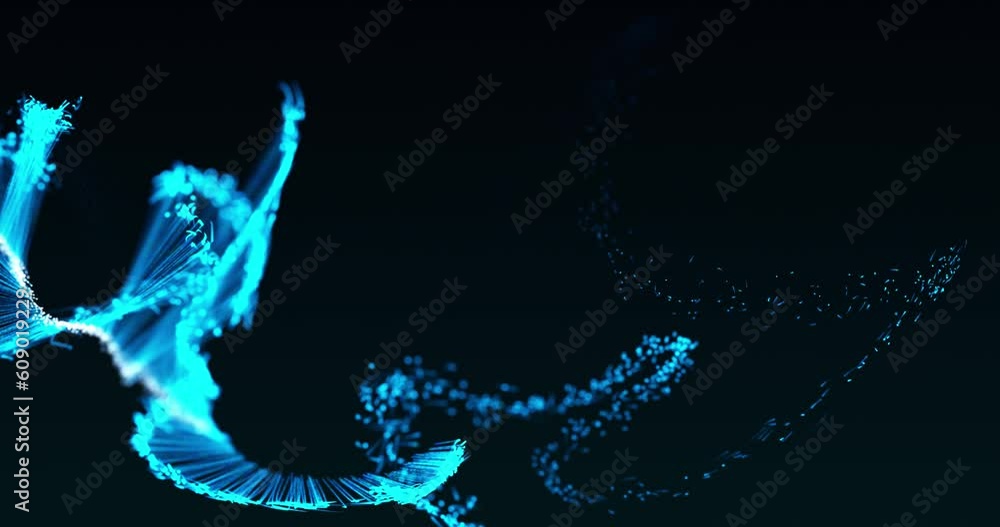 Optical fiber with small particles of the liquid element moves, Smooth ...