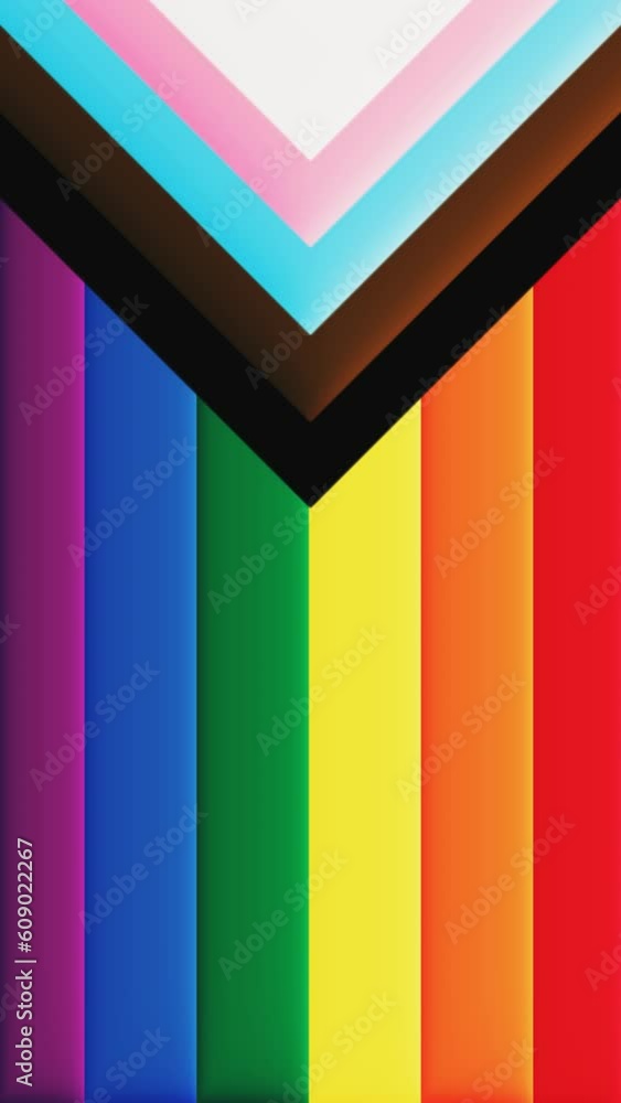 Progress Pride Flag reveal animation, vertical video. Background ...