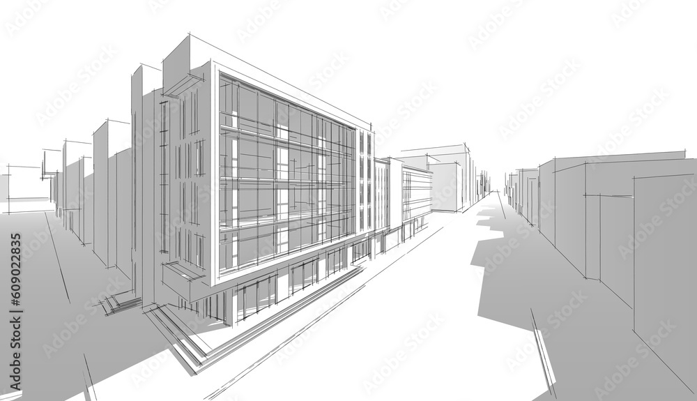 Modern office building concept 3d rendering Stock Illustration | Adobe ...