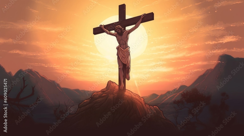 Photo & Art Print Good Friday concept:illustration of Jesus Christ ...