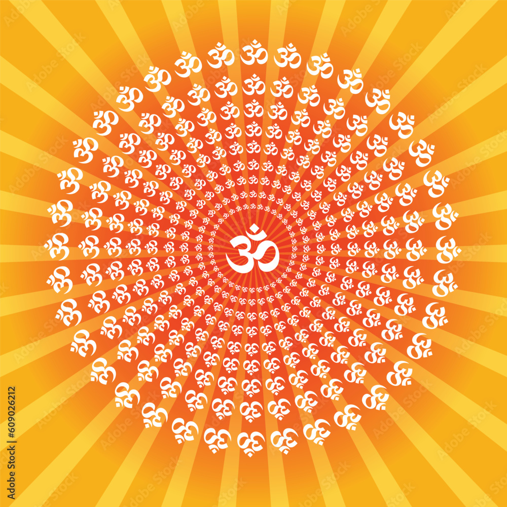 Beautiful OM or Aum lettering vector template in shades of yellow and ...