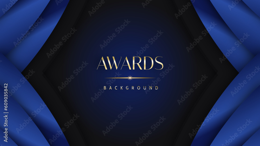 Awards background dark blue golden royal. Lines growing elegant shine ...