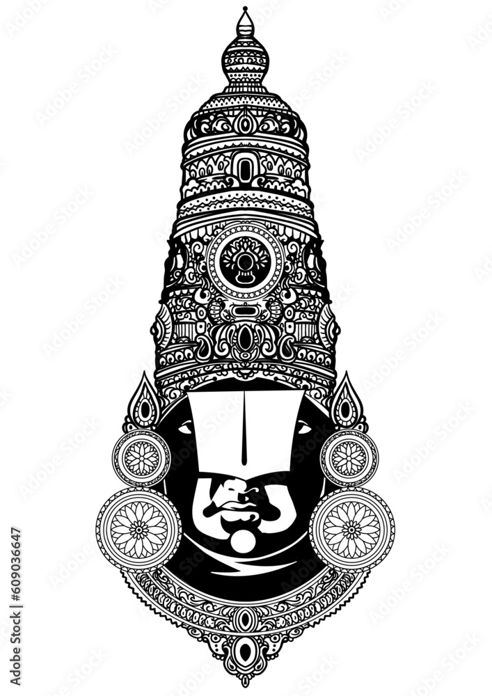 Hindu God Venkateshwara swami vector art Stock Vector | Adobe Stock