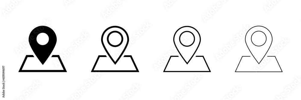 Map marker pointer icon set. Location icon. GPS location flat symbols ...