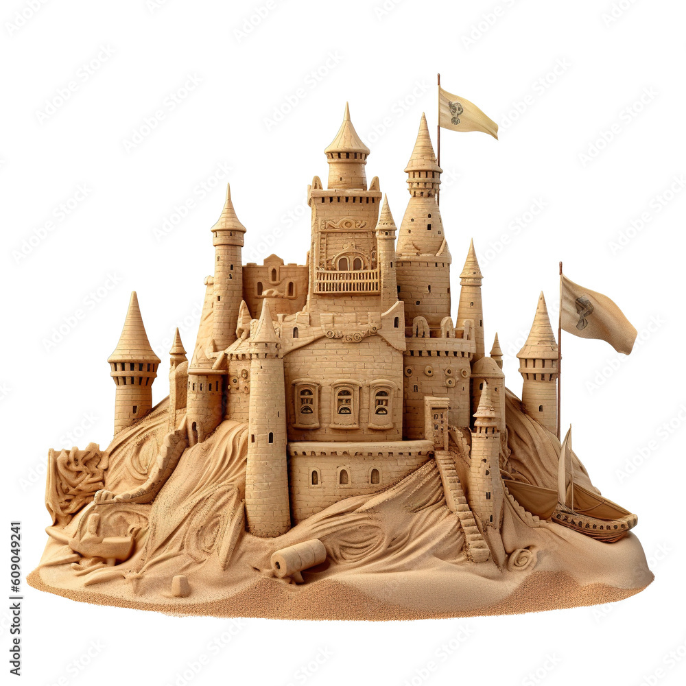 big and detailed sand castle on transparent background - summer kids ...