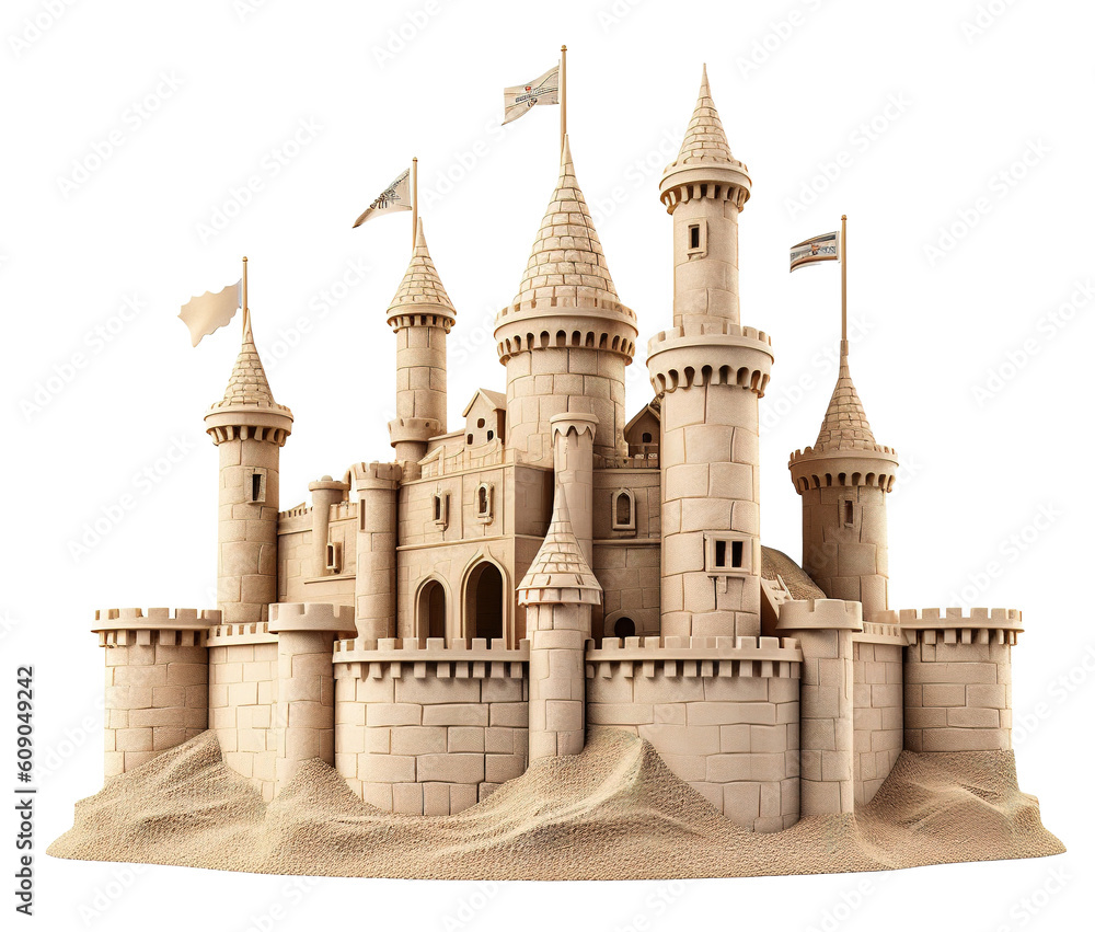 big and detailed sand castle on transparent background - summer kids ...