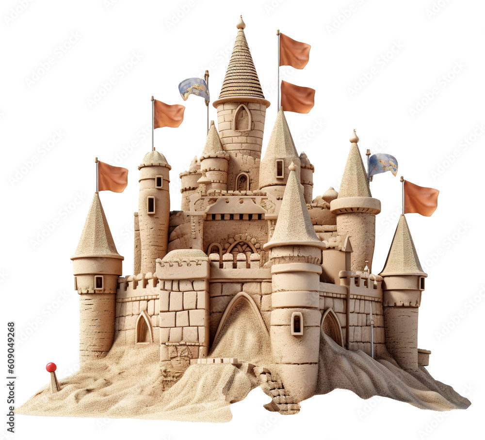 big and detailed sand castle on transparent background - summer kids ...