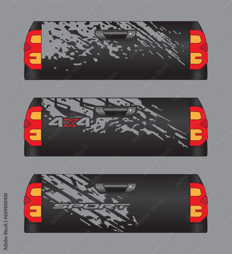 Pickup truck rear Graphic car sticker. Car wrap design vector. Graphic ...