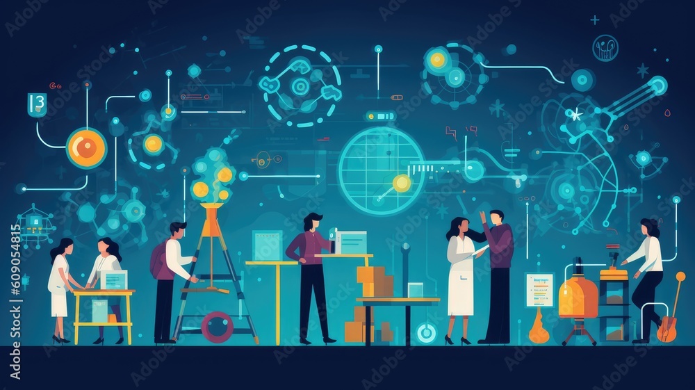 Research and development: Images depict scientists or teams engaged in ...