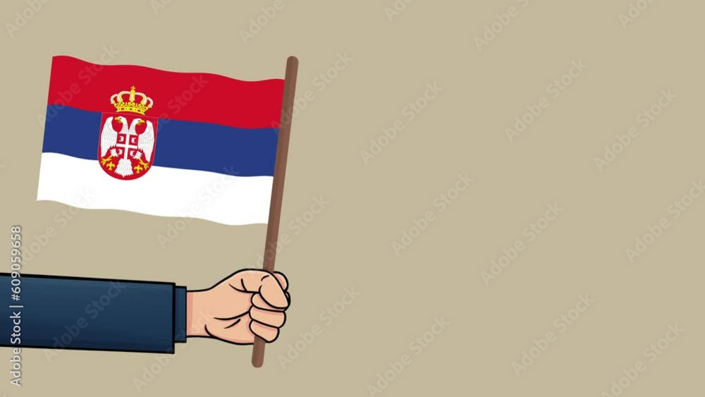 National symbol of the Serbia. Patriotic Waving Serbia flag Animation ...