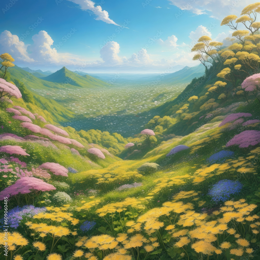 Generative Ai, Ai Generated Art, beautiful fantasy anime land, anime ...