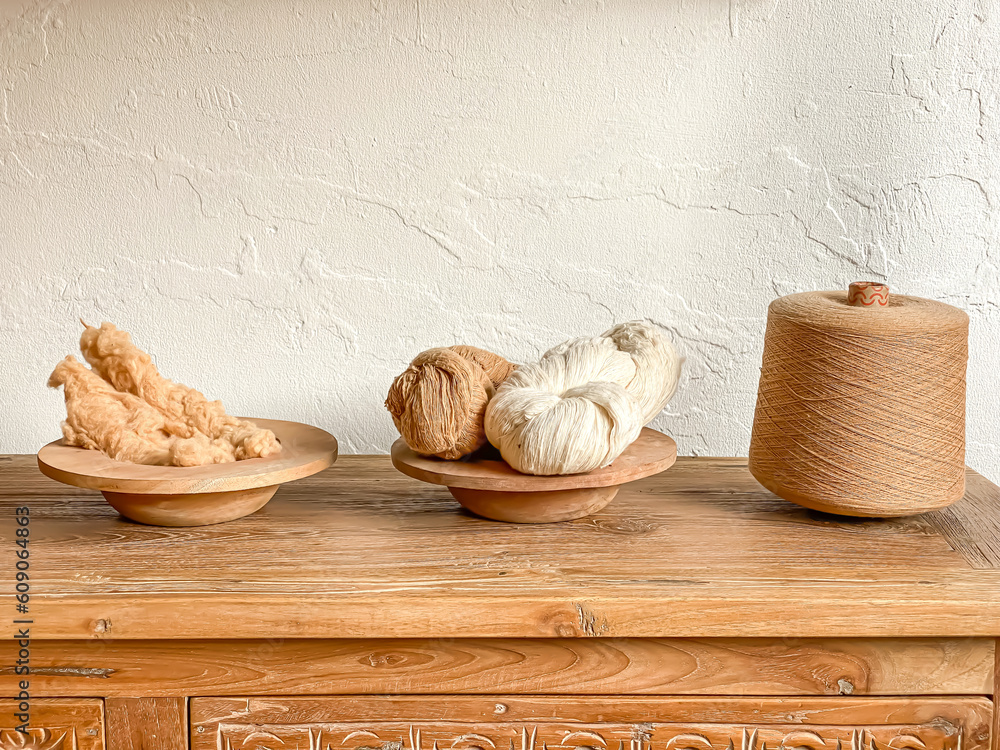 The various stages of traditional cotton processing, from raw materials ...