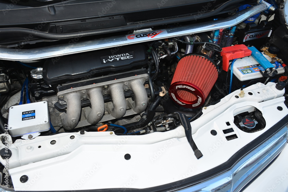 Honda fit engine at true fit crew anniversary meet in San Juan ...