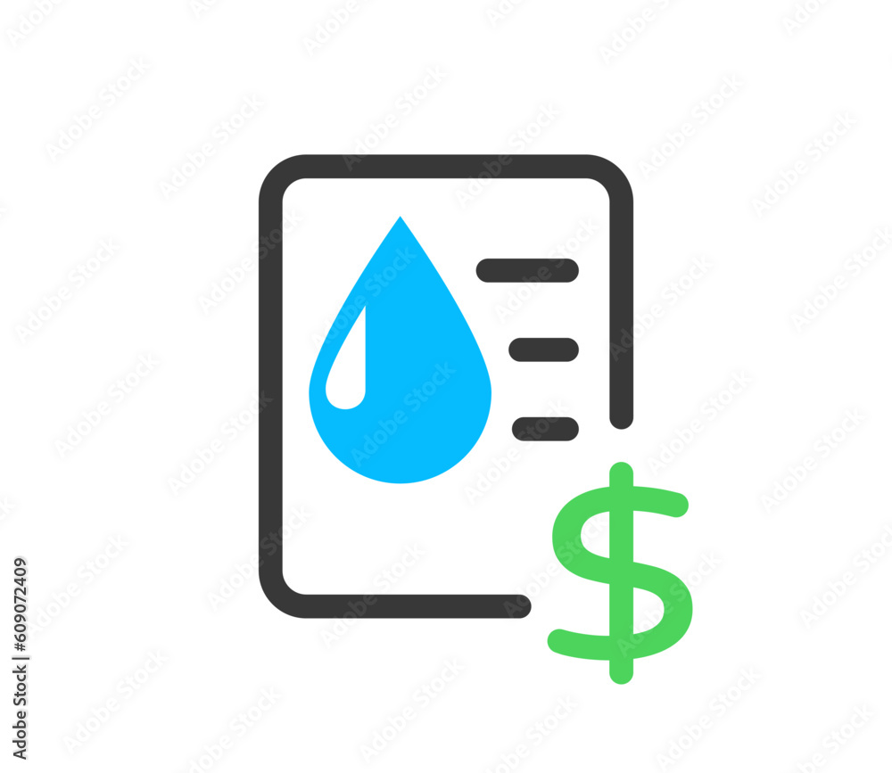 Water Utility bill line icon. Clipart image isolated on white ...