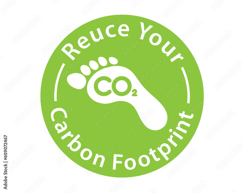 Reduce your carboon footprint button icon. Clipart image isolated on ...