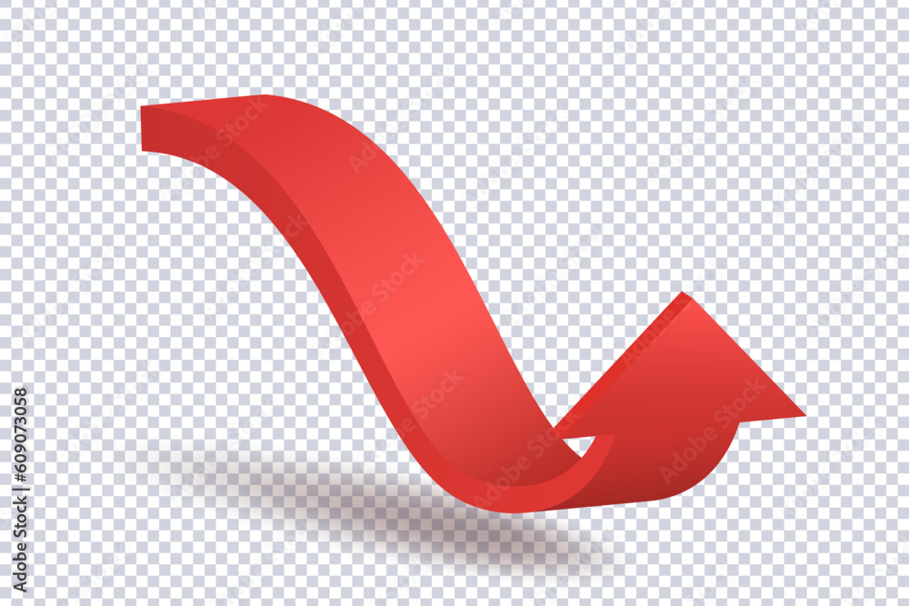 Abstract Curved Red Arrow. Market movements creative concept charts ...